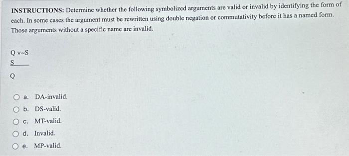 INSTRUCTIONS: Determine whether the following | Chegg.com