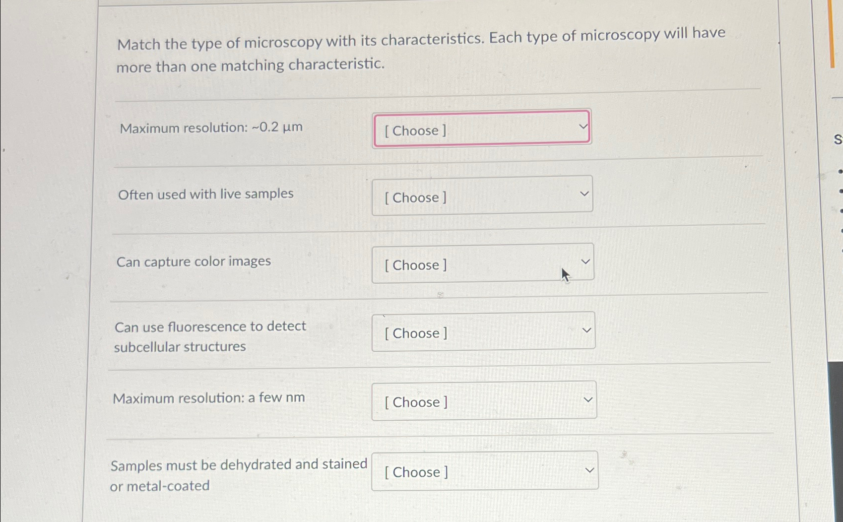 Solved Match the type of microscopy with its | Chegg.com