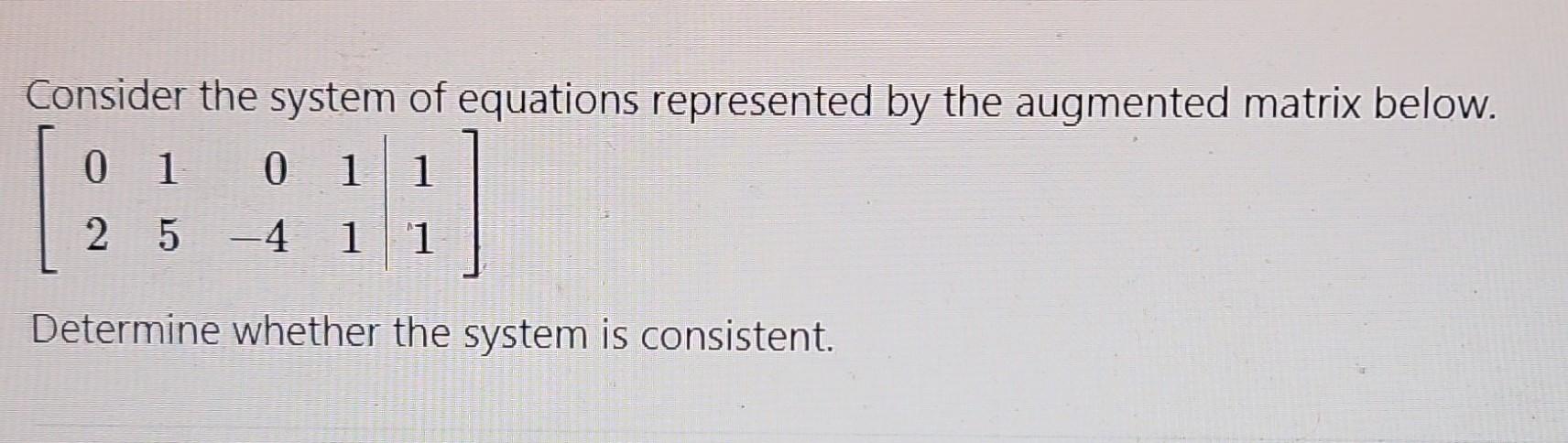 Solved Consider the system of equations represented by the | Chegg.com