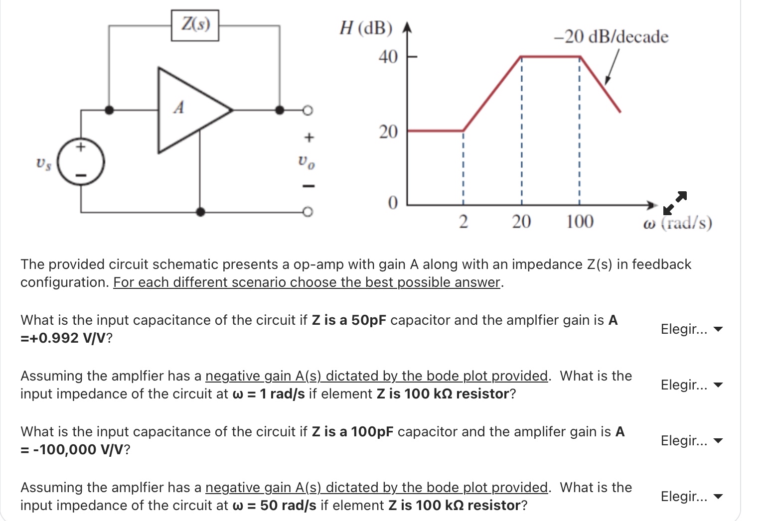 Solved The provided circuit schematic presents a op-amp with | Chegg.com
