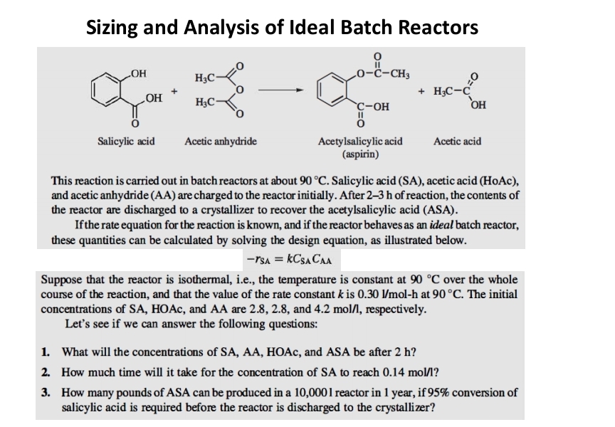 Solved Sizing and Analysis of Ideal Batch ReactorsThis | Chegg.com
