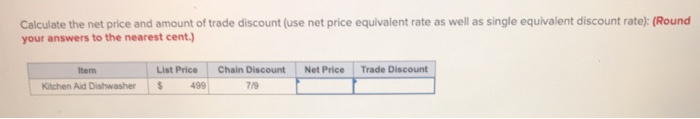 Solved Calculate the net price and amount of trade discount | Chegg.com