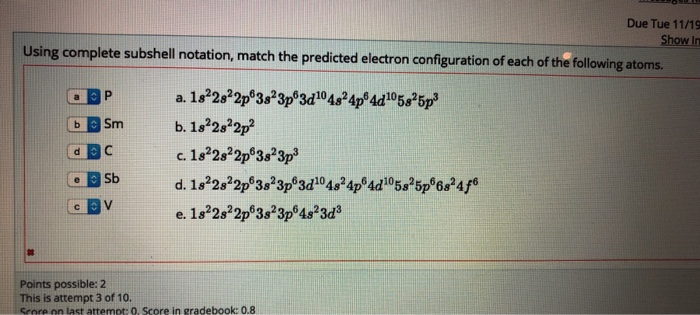 Solved Due Tue 11/19 Show In Using complete subshell | Chegg.com