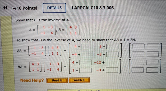 Solved 11. [-/16 Points] DETAILS LARPCALC10 8.3.006. Show | Chegg.com