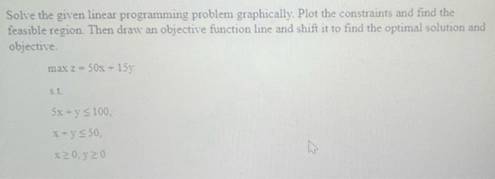 Solved Solve the given linear programming problem | Chegg.com
