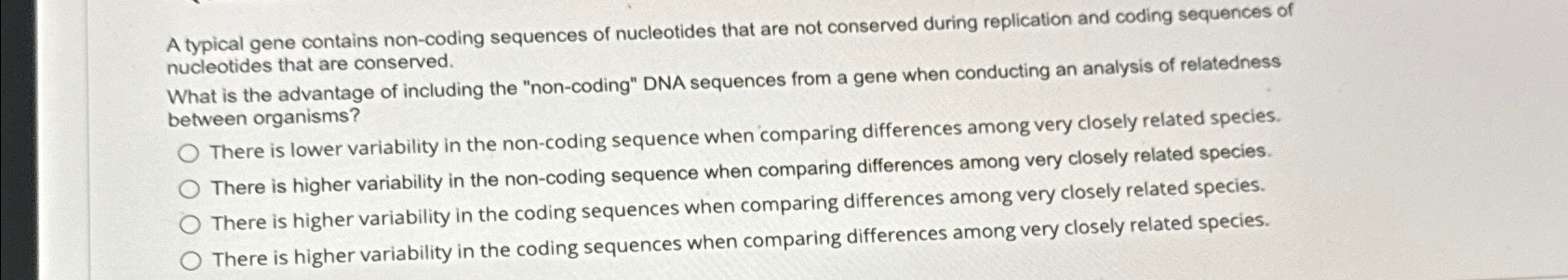 A typical gene contains non-coding sequences of | Chegg.com