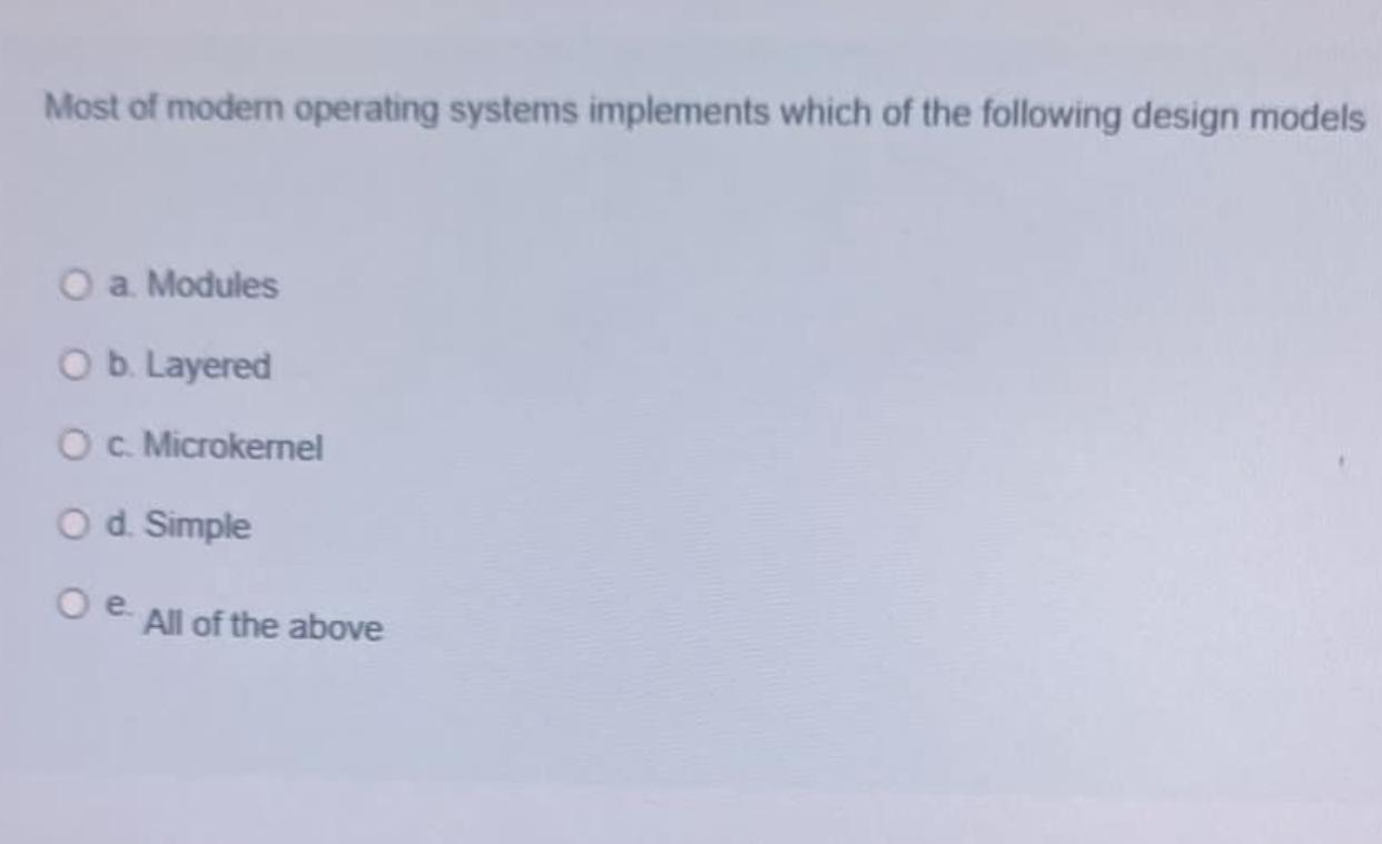 Solved Most of modem operating systems implements which of | Chegg.com