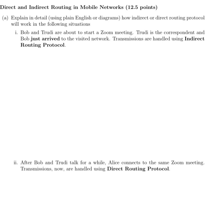 Solved Direct and Indirect Routing in Mobile Networks (12.5 | Chegg.com