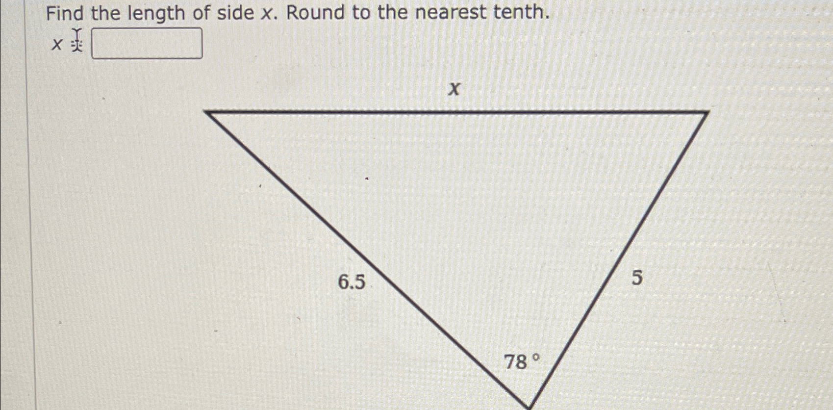 Find the length of side x. ﻿Round to the nearest | Chegg.com