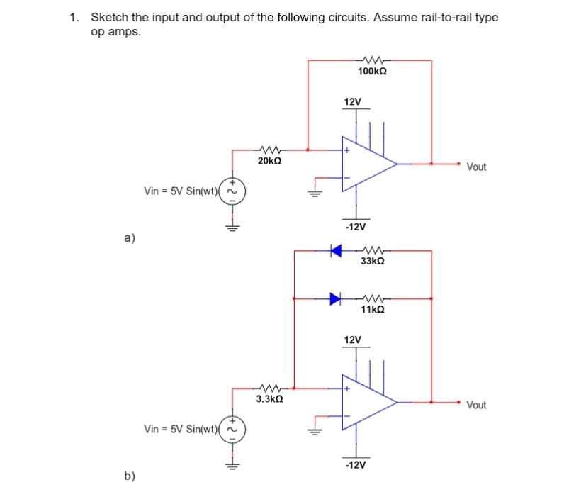 Solved 1. Sketch the input and output of the following | Chegg.com