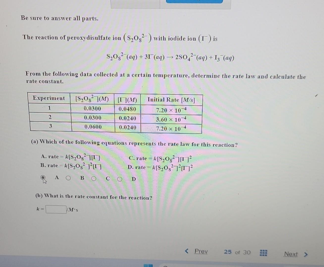 Solved Be sure to answer all parts. The reaction of | Chegg.com
