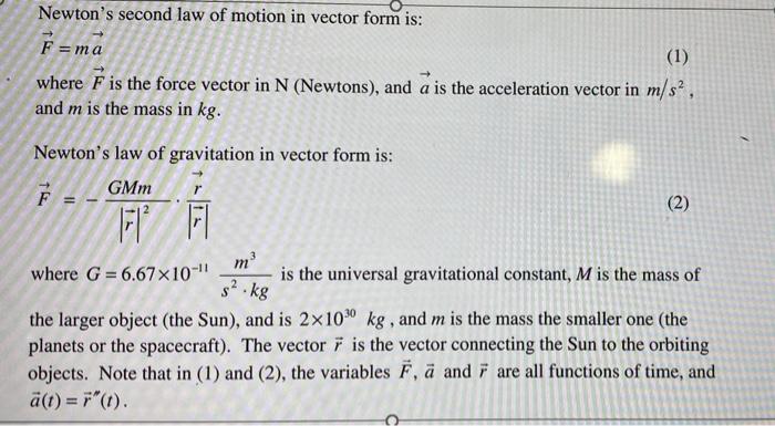 Solved =ma Newton's second law of motion in vector form is: | Chegg.com