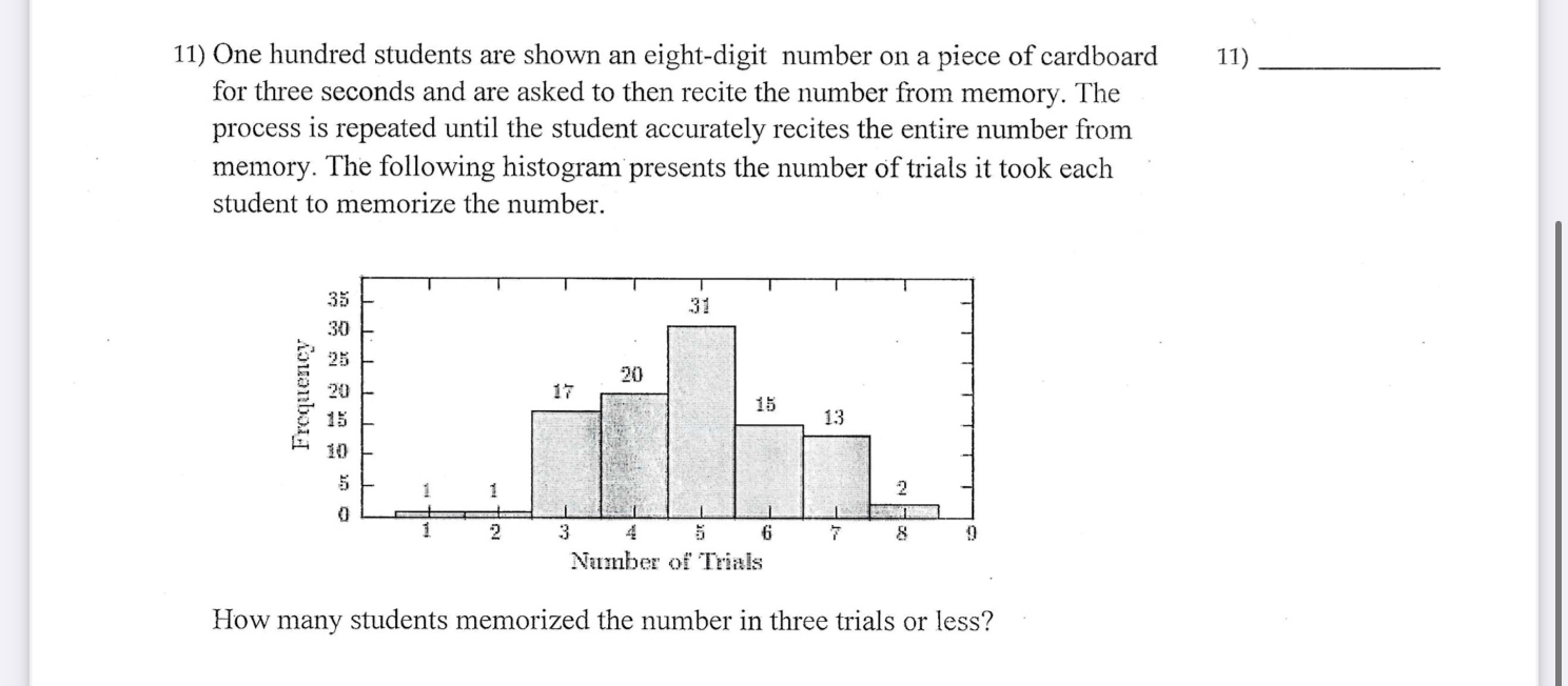 Solved One hundred students are shown an eight-digit number | Chegg.com