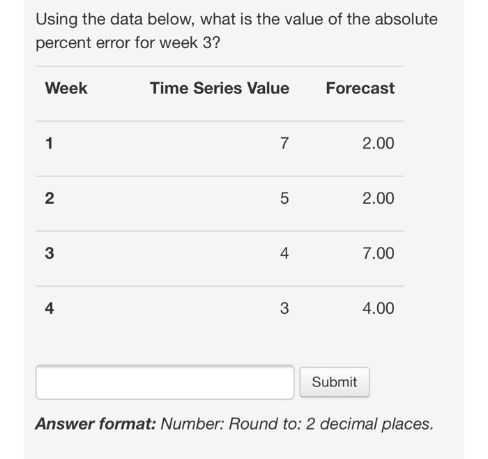 Solved Using the data below, what is the value of the | Chegg.com