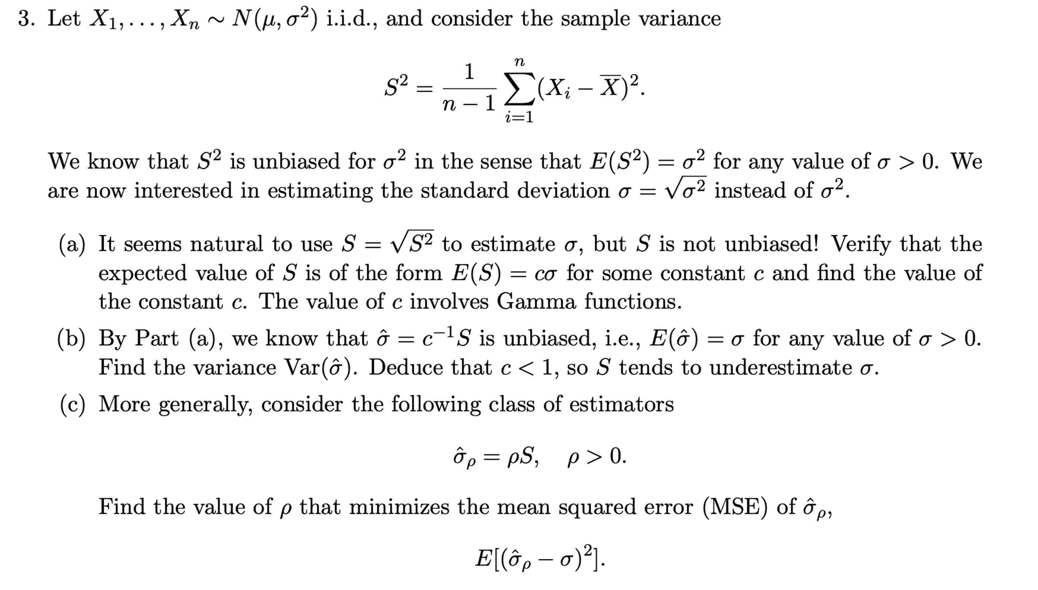 Solved by an EXPERT Let x1,dots,xn∼N(μ,σ2) i.i.d., ﻿and consider the | Chegg.com