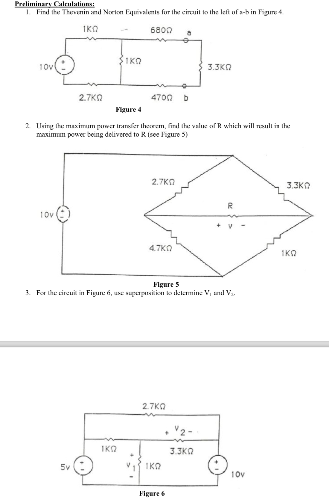 Solved Preliminary Calculations:Find the Thevenin and Norton | Chegg.com