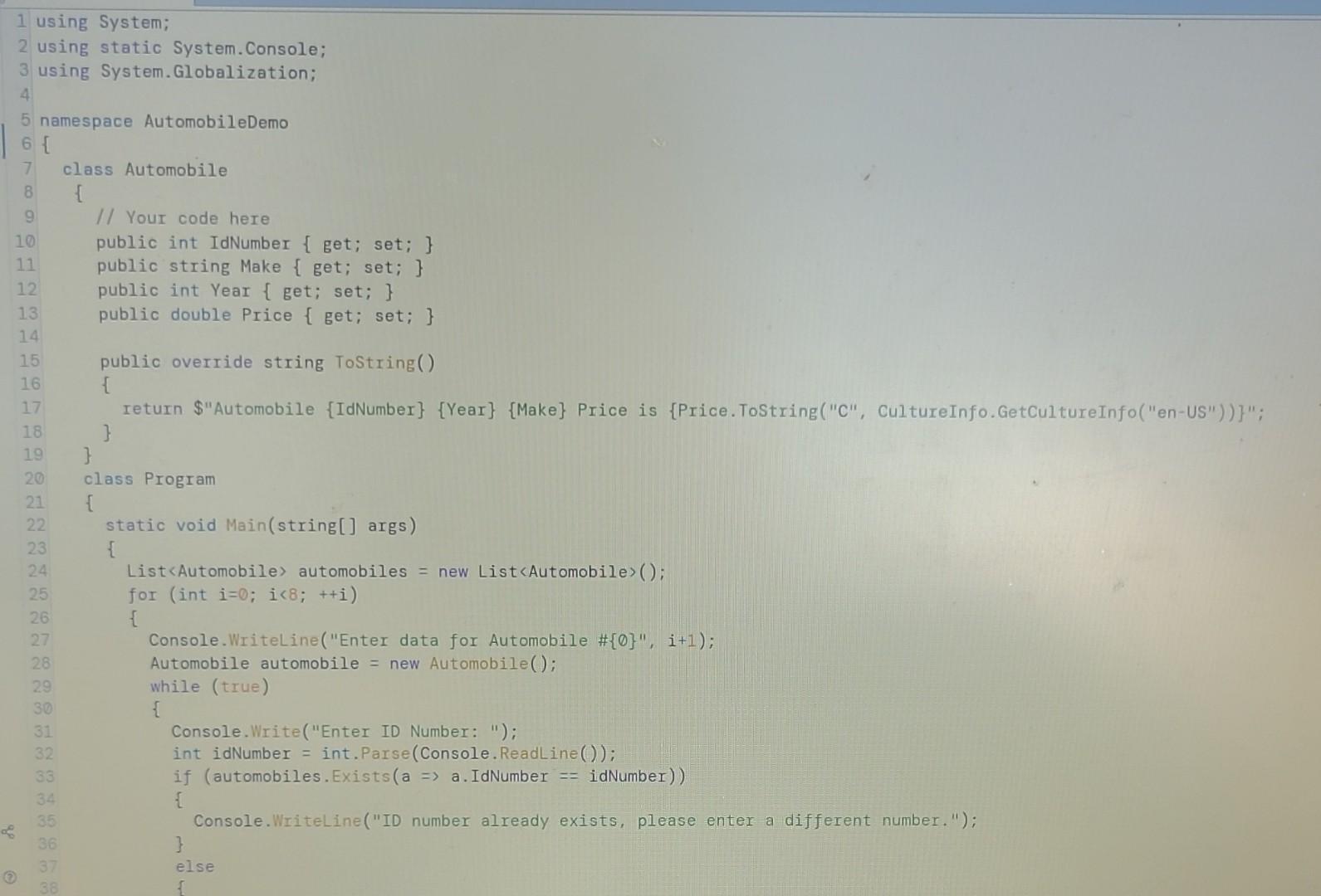 Solved AutomobileDemo, cs (24,8) : error cS0246: The type or | Chegg.com