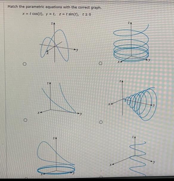 Solved Match the parametric equations with the correct | Chegg.com