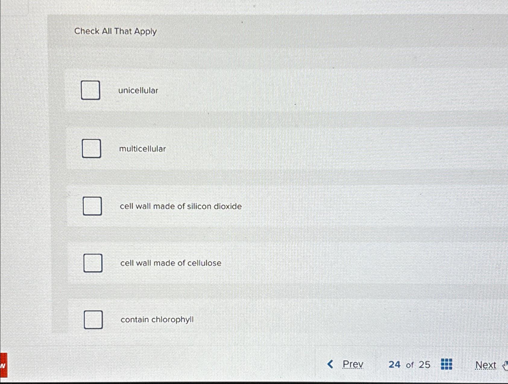 Solved Check All That Applyunicellularmulticellularcell wall | Chegg.com