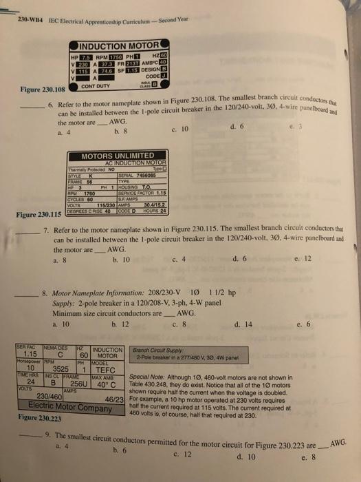 230-W14 IEC Electrical Apprenticeship Curriculum | Chegg.com