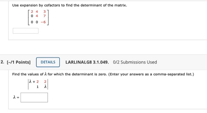 Solved Determine which property of determinants the equation | Chegg.com