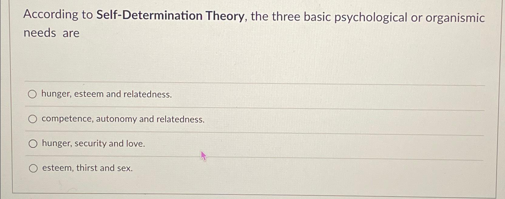Solved According to Self-Determination Theory, the three | Chegg.com
