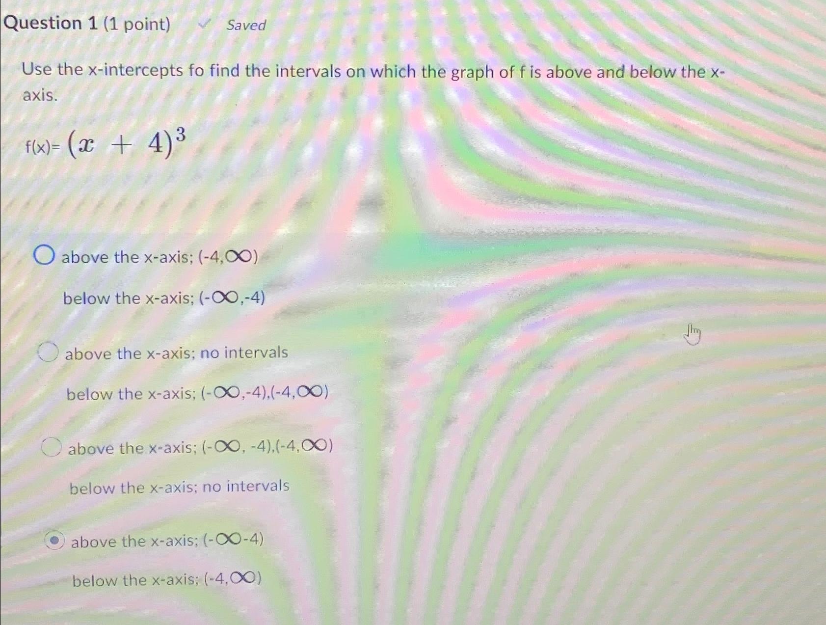 Solved Question 1 (1 ﻿point)SavedUse the x-intercepts fo | Chegg.com