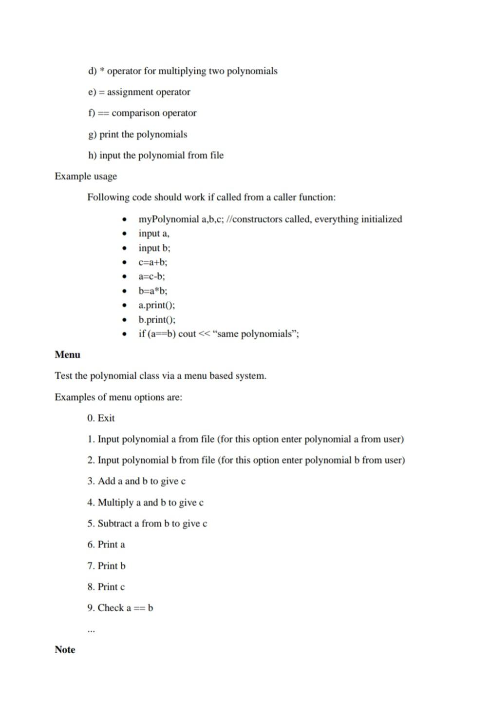 Solved Q2. Implement the polynomial class: class | Chegg.com