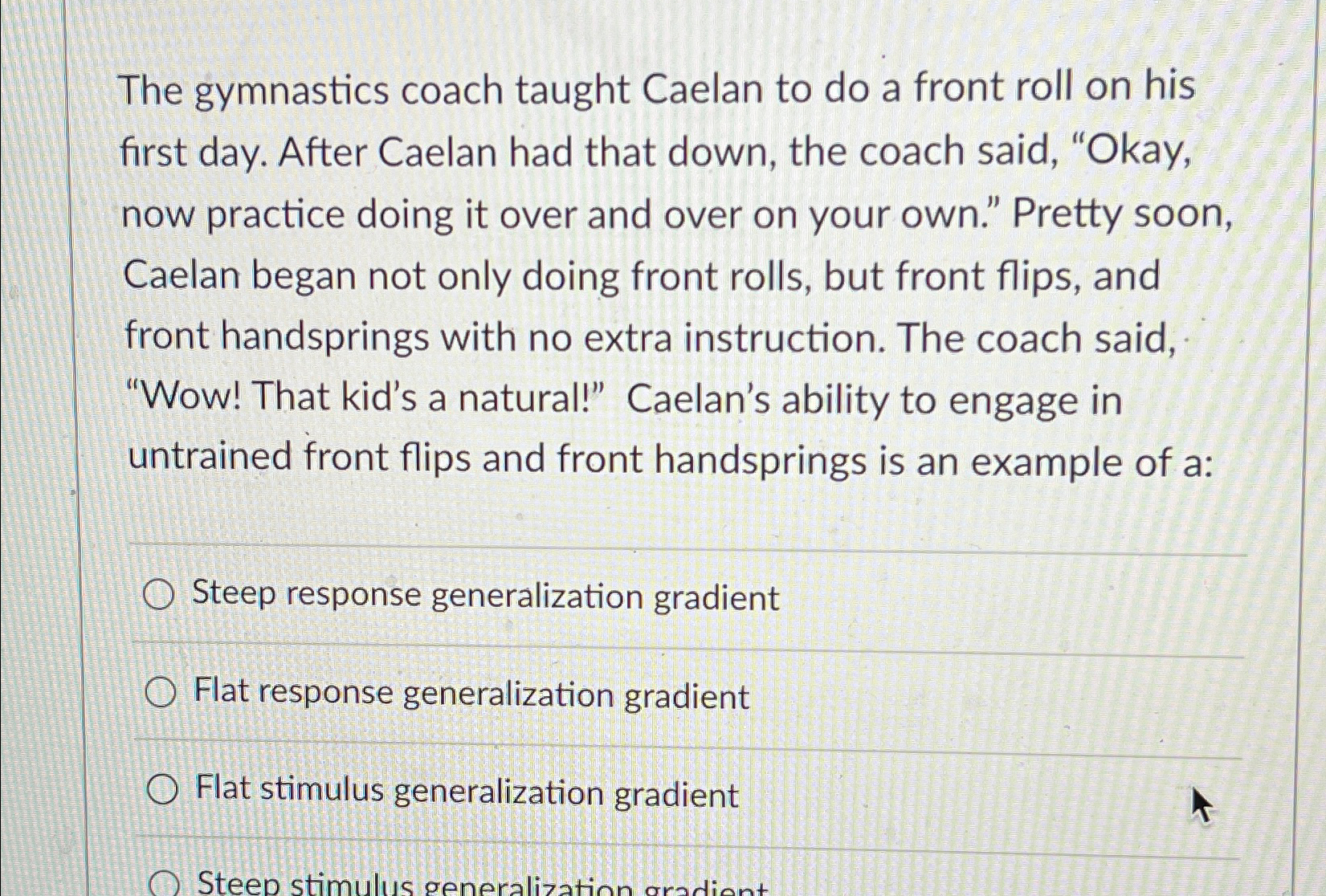 Solved The gymnastics coach taught Caelan to do a front roll | Chegg.com