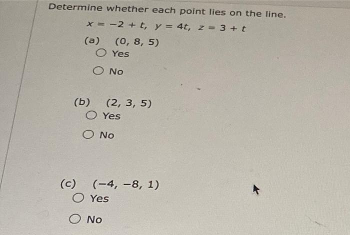 Solved Determine whether each point lies on the line. x = -2 | Chegg.com