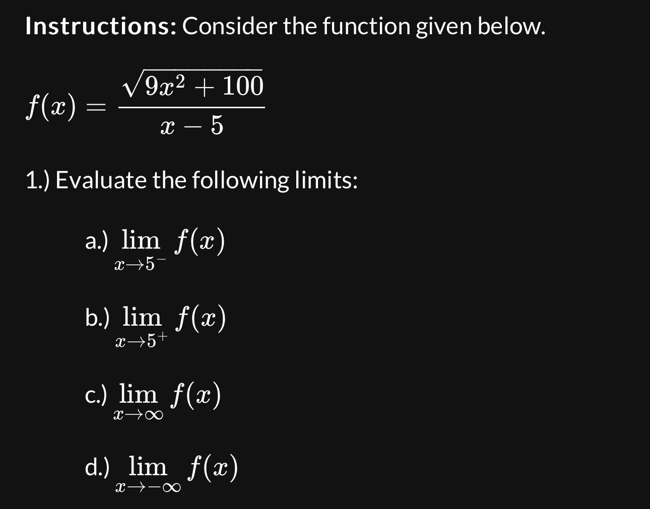Solved Instructions: Consider the function given | Chegg.com