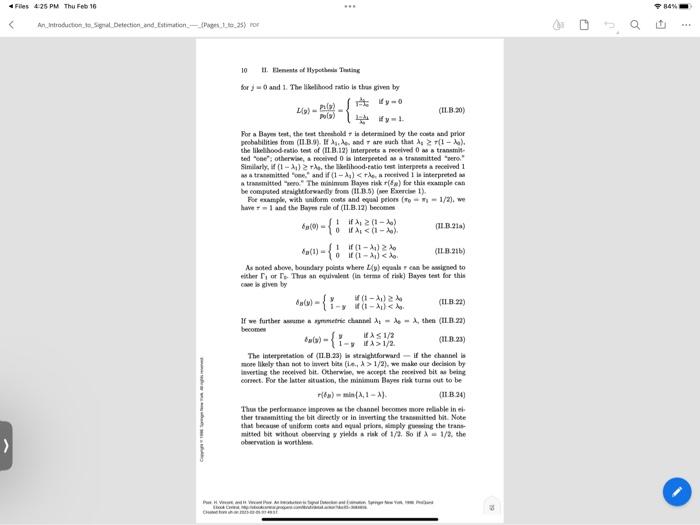 1. Find the minimum Bayes risk for the binary channel | Chegg.com