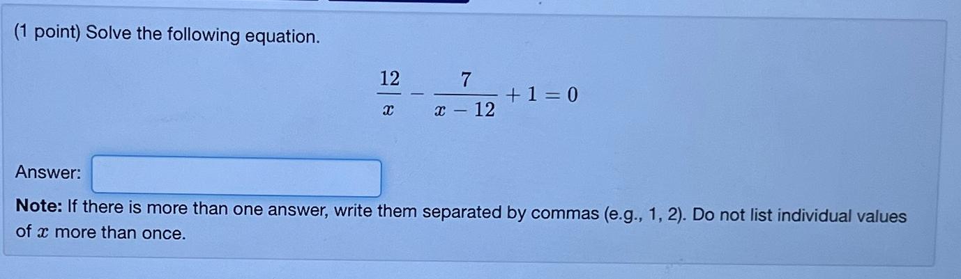 Solved (1 ﻿point) ﻿Solve the following | Chegg.com