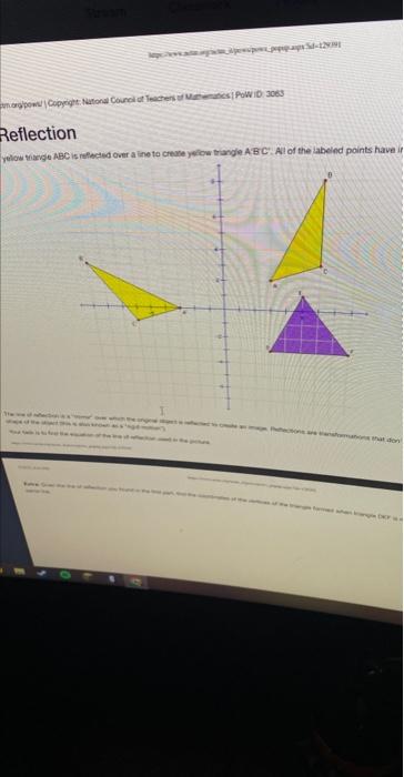 how do I find the equation of the line of reflection | Chegg.com