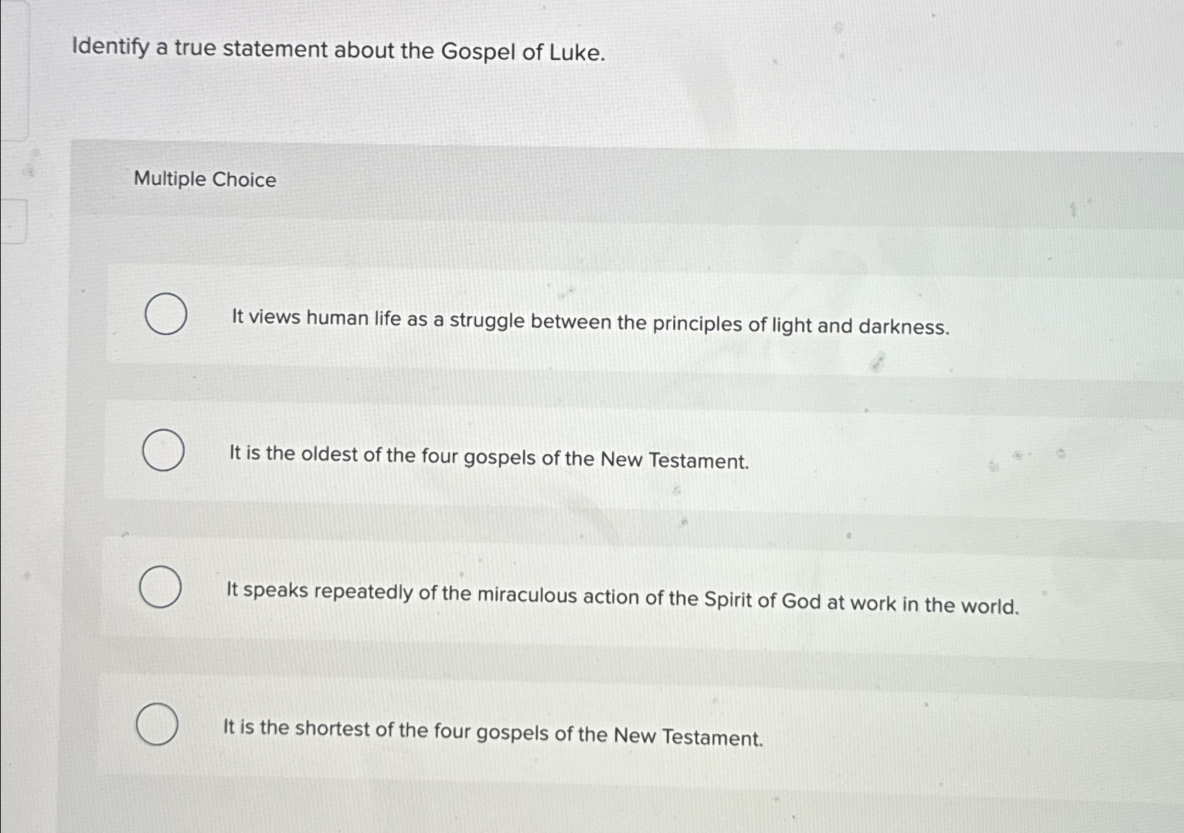 Solved Identify a true statement about the Gospel of | Chegg.com