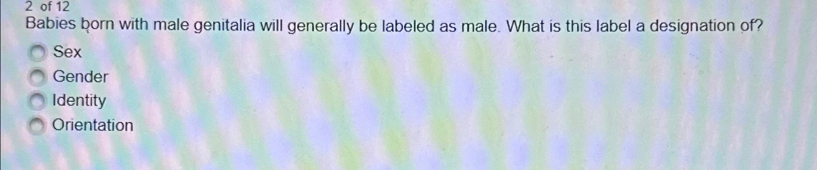 Solved 2 ﻿of 12Babies born with male genitalia will | Chegg.com