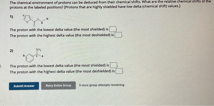 Solved The chemical environment of protons can be deduced | Chegg.com