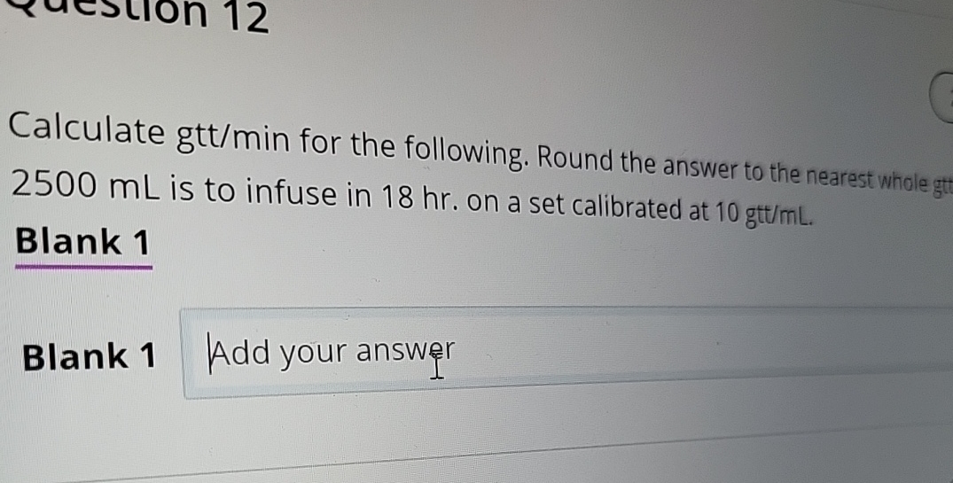 Solved Calculate gttmin ﻿for the following. Round the answer | Chegg.com