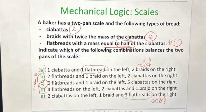 Solved Mechanical Logic: Scales A baker has a two-pan scale | Chegg.com