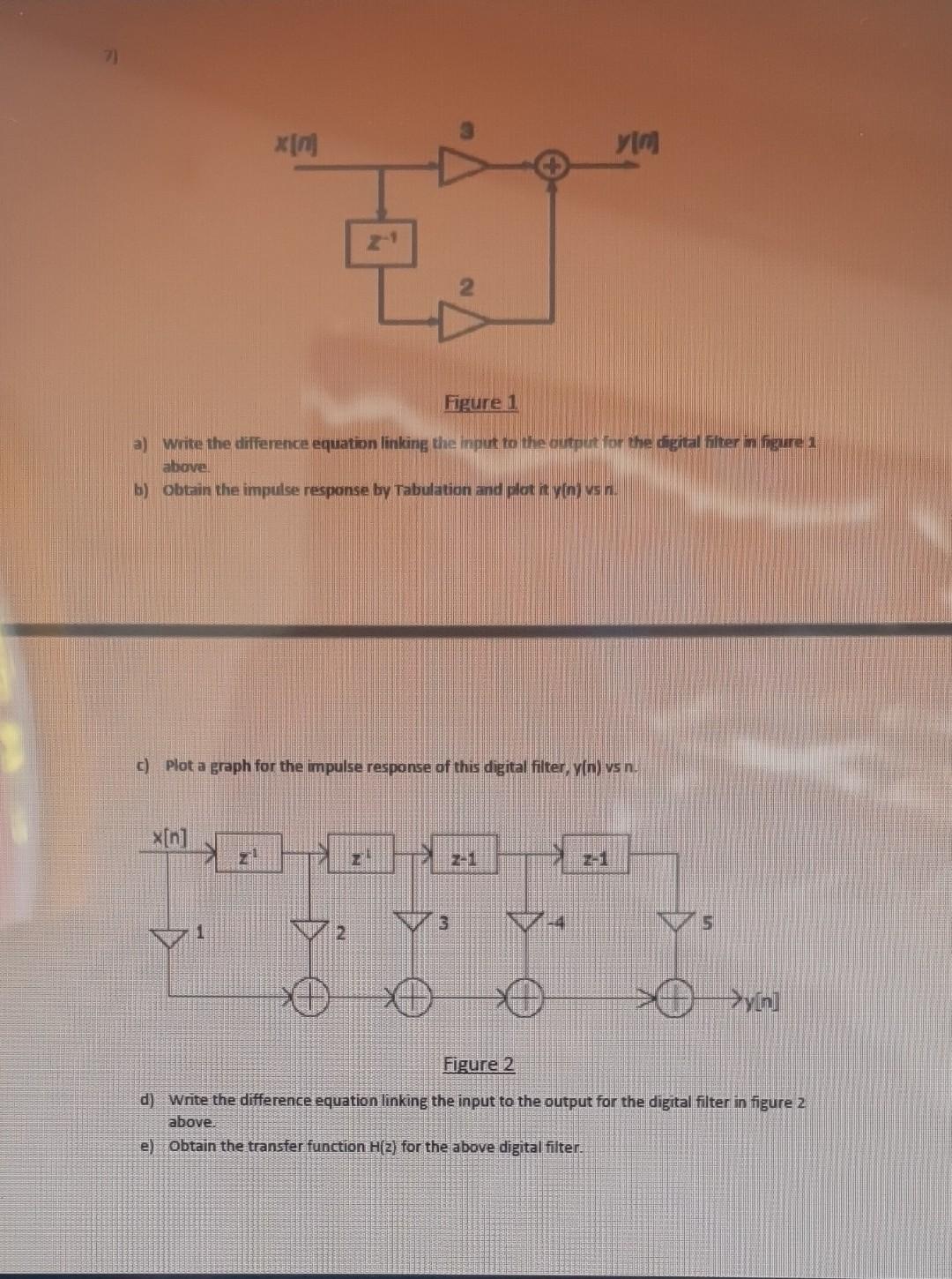 Solved Figure 1 a) Write the difference equation linking the | Chegg.com