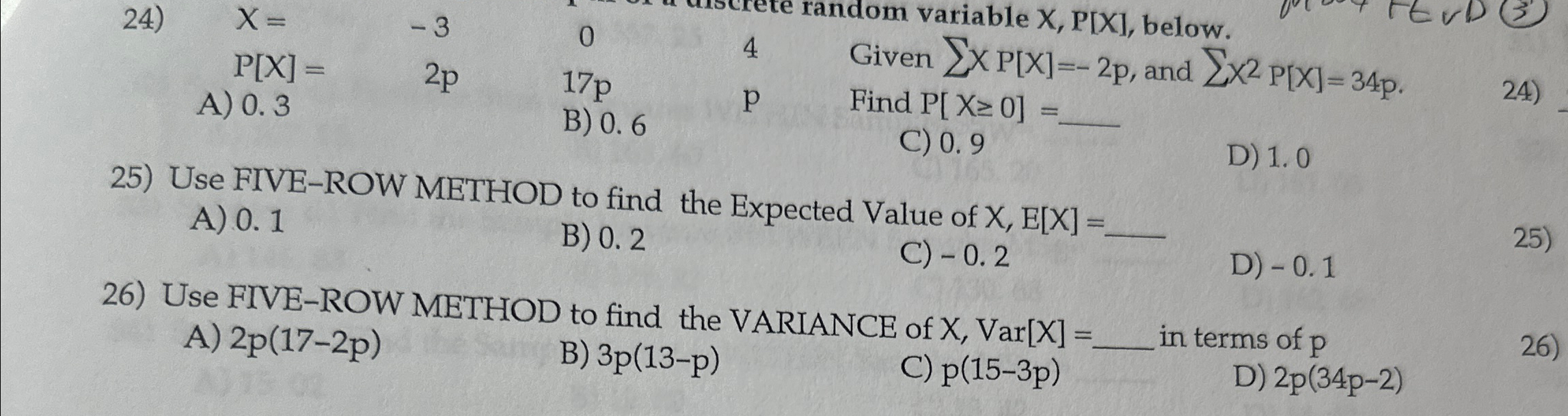 Solved A) 0.3B) 0.6Find ]≥[0C) 0.9D) 1.0Use FIVE-ROW METHOD | Chegg.com