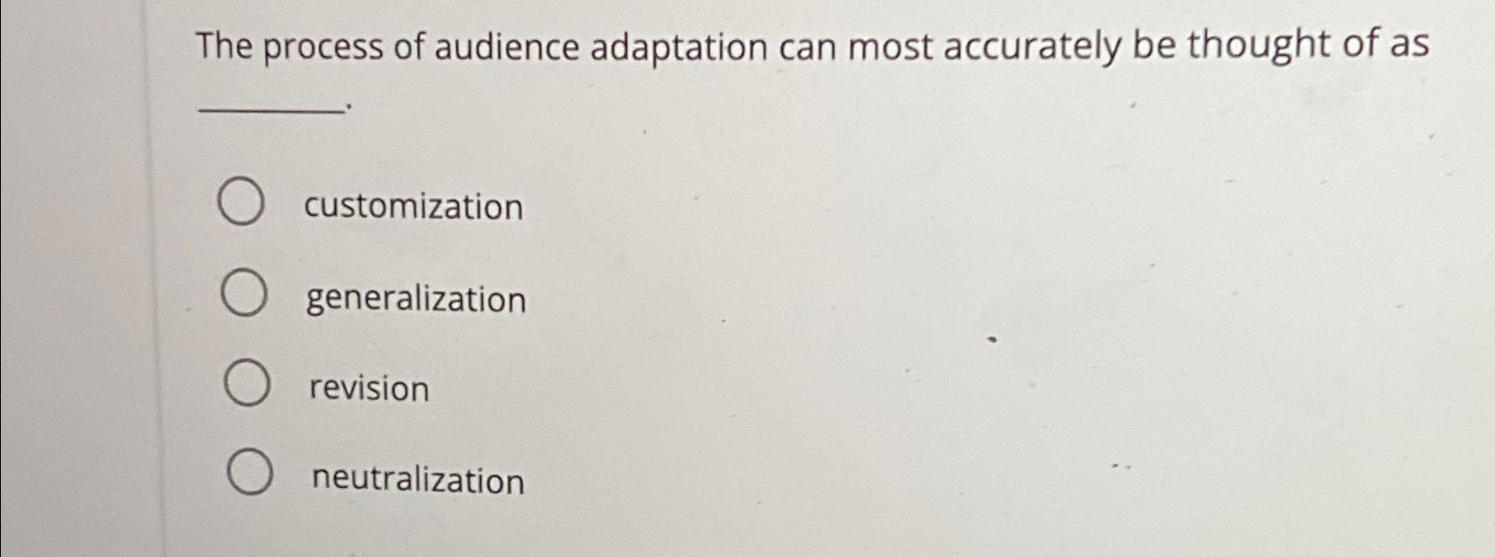 Solved The process of audience adaptation can most | Chegg.com
