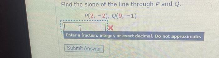 Solved Find the slope of the line through P and Q. | Chegg.com