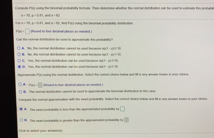 Solved Compute P(x) using the binomial probability formula. | Chegg.com