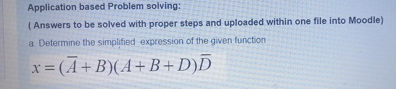 Solved Application based Problem solving: (Answers to be | Chegg.com