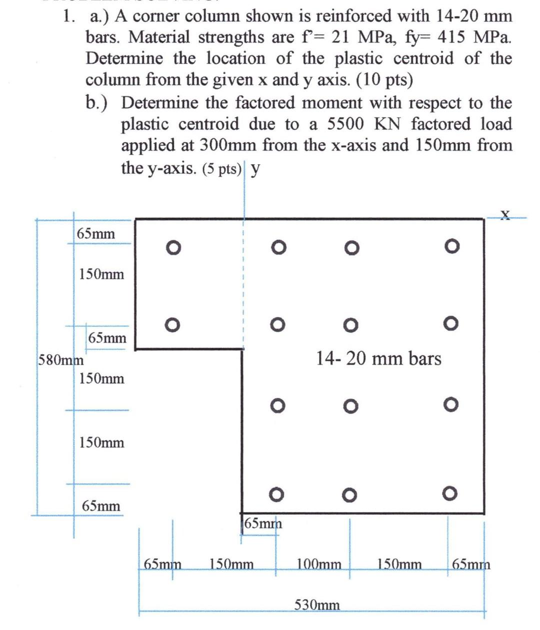 Solved 1. a.) A corner column shown is reinforced with 14-20 | Chegg.com