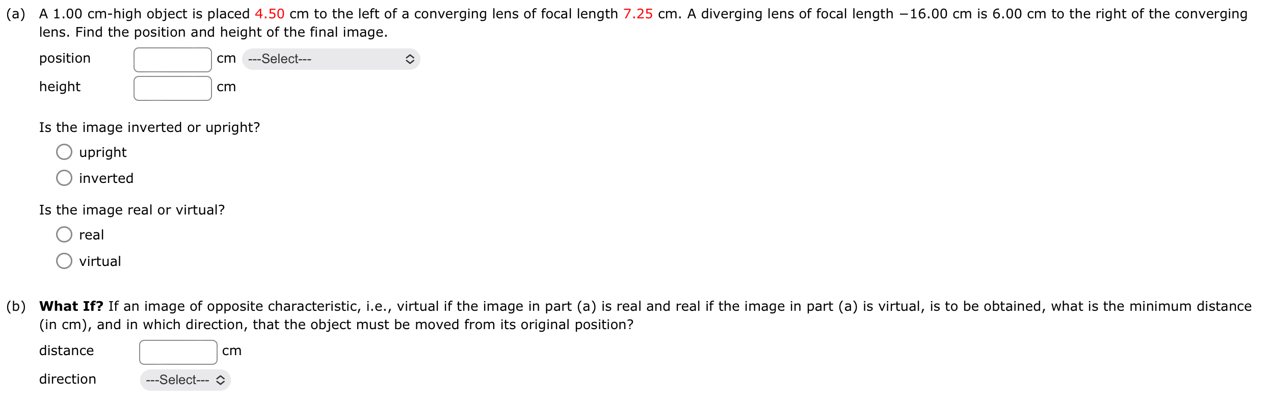 Solved lens. Find the position and height of the final | Chegg.com