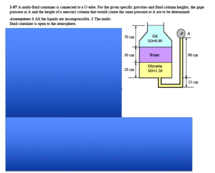 Solved 1-87 A multi-fluid container is connected to a | Chegg.com