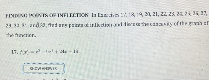 Solved FINDING POINTS OF INFLECTION In Exercises | Chegg.com
