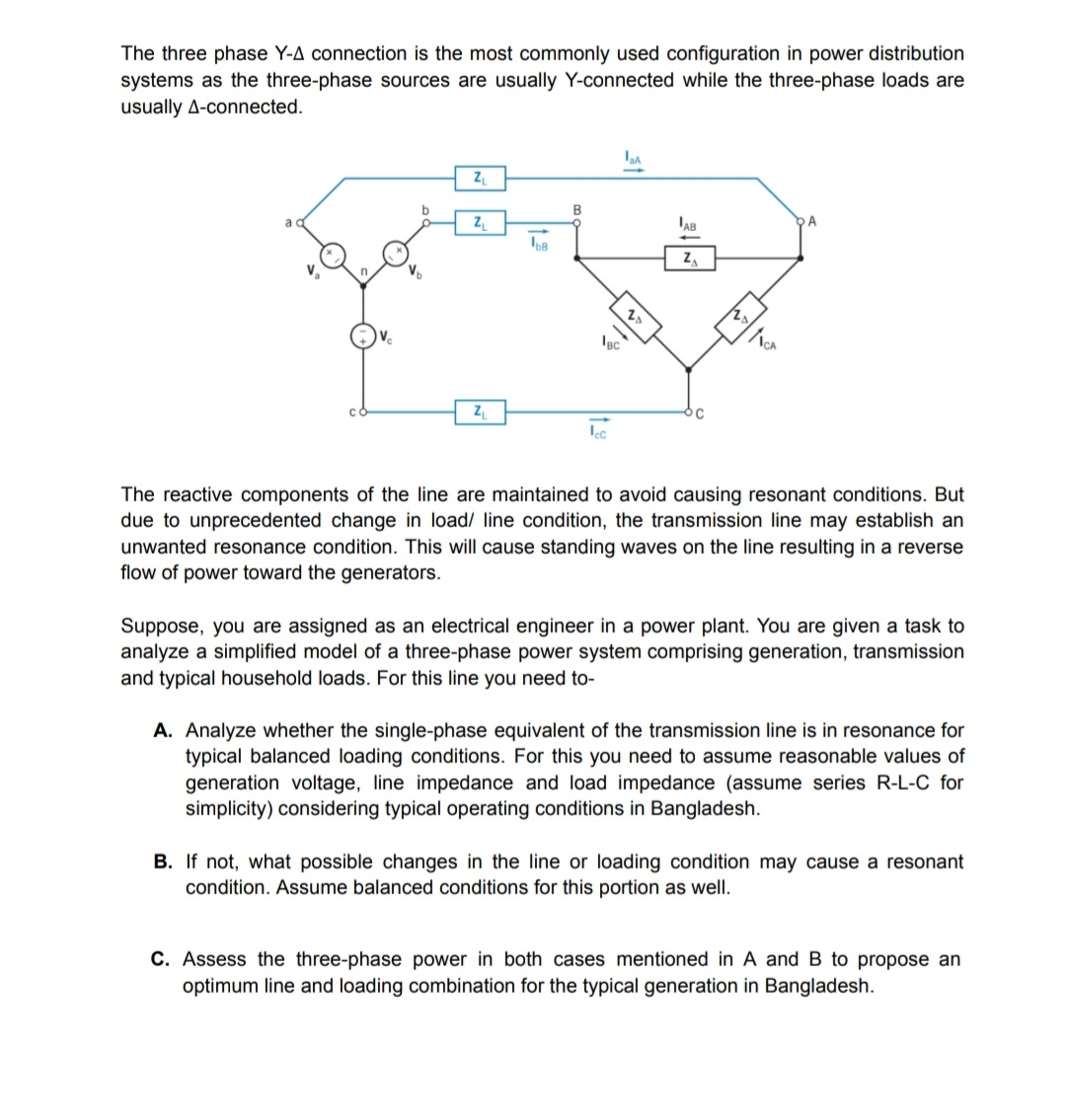 The three phase Y-Δ ﻿connection is the most commonly | Chegg.com